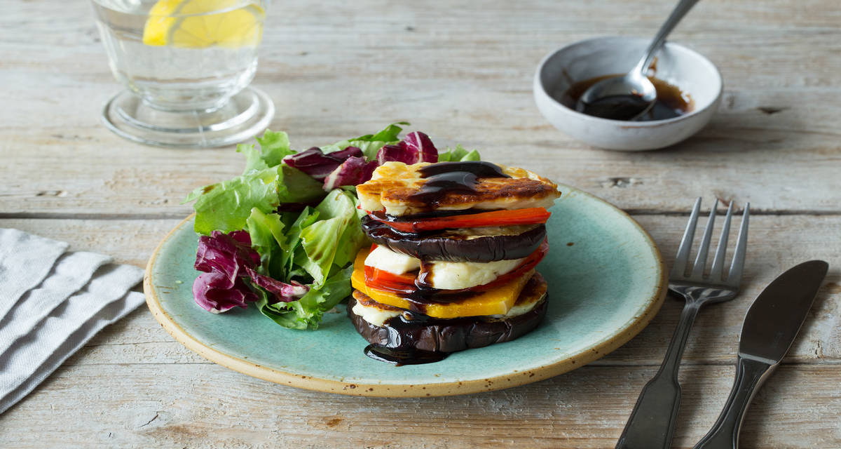 Haloumi Stack with Caramelised Balsamic Vinegar Recipe | HelloFresh