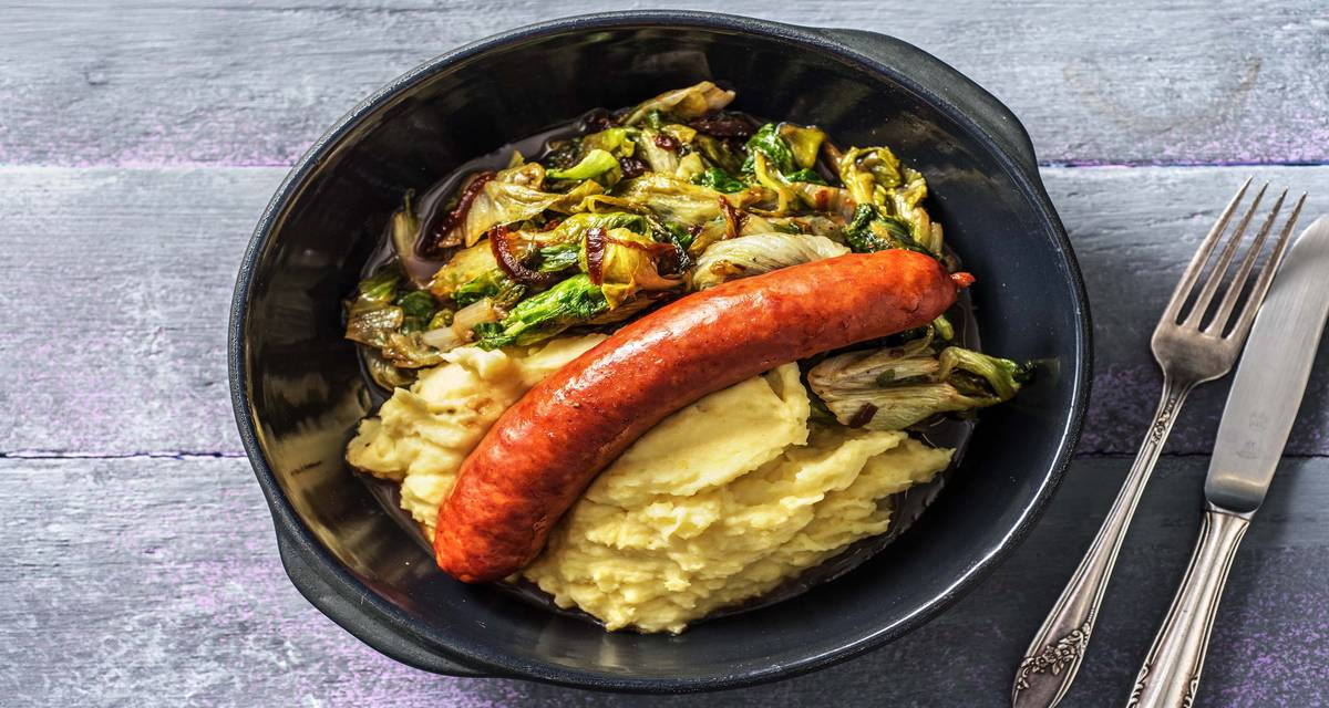 Rookworst met gebakken andijvie Recept | HelloFresh