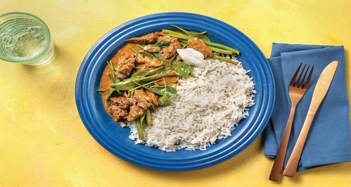 Bengal Lamb & Baby Broccoli Curry with Baby Spinach, Buttery Rice ...