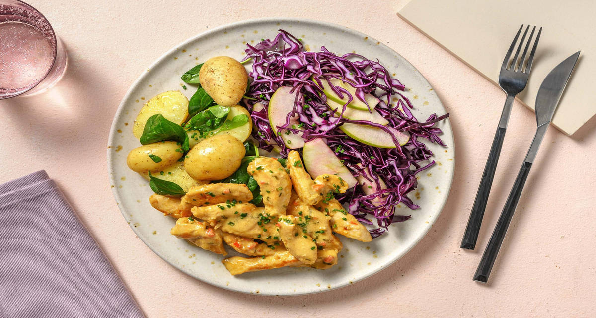 Stekt kyckling i krämig gräslökssås Recept | HelloFresh