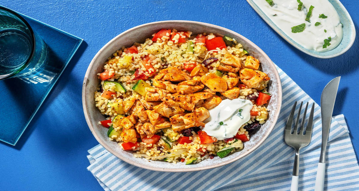 Harissa Diced Chicken Breast on Jewelled Bulgur Recipe | HelloFresh