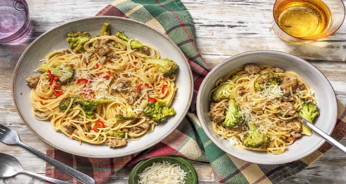 Cheesy Sausage & Broccoli Spaghetti Recipe | HelloFresh