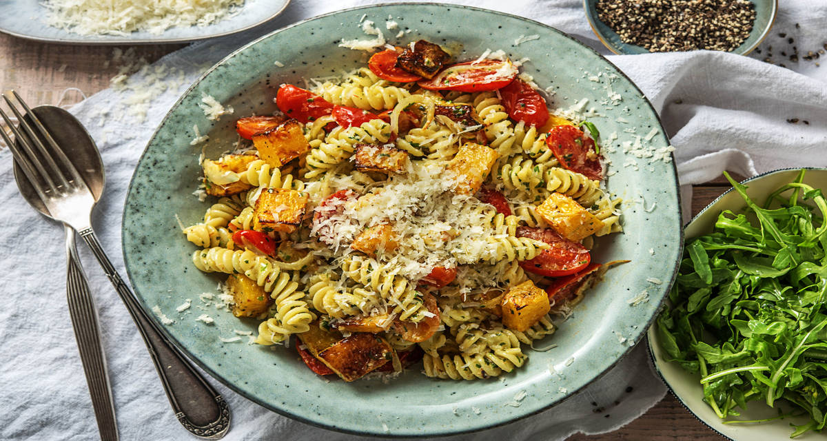Pasta with Tomato, Squash and Pesto Recipe | HelloFresh