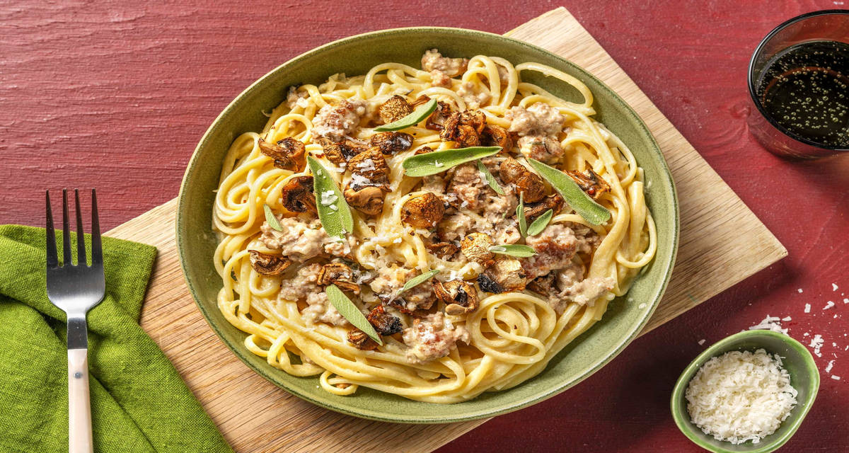 Creamy Mushroom and Pork Linguine Recipe | HelloFresh