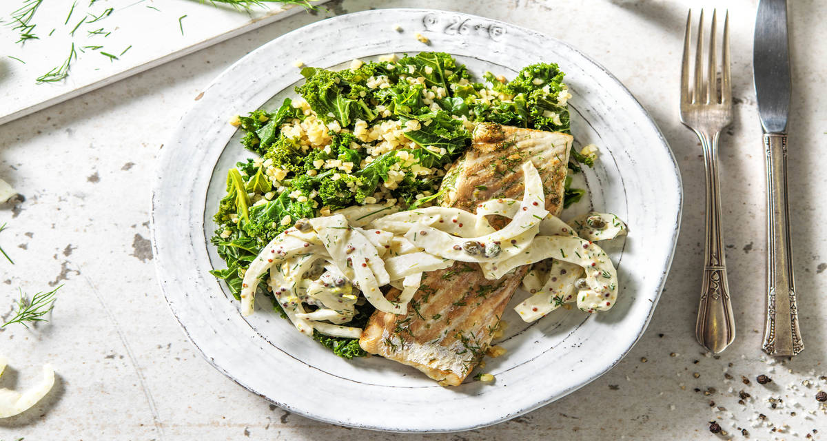 Grilled Coley with Fennel and Bulgar Recipe | HelloFresh