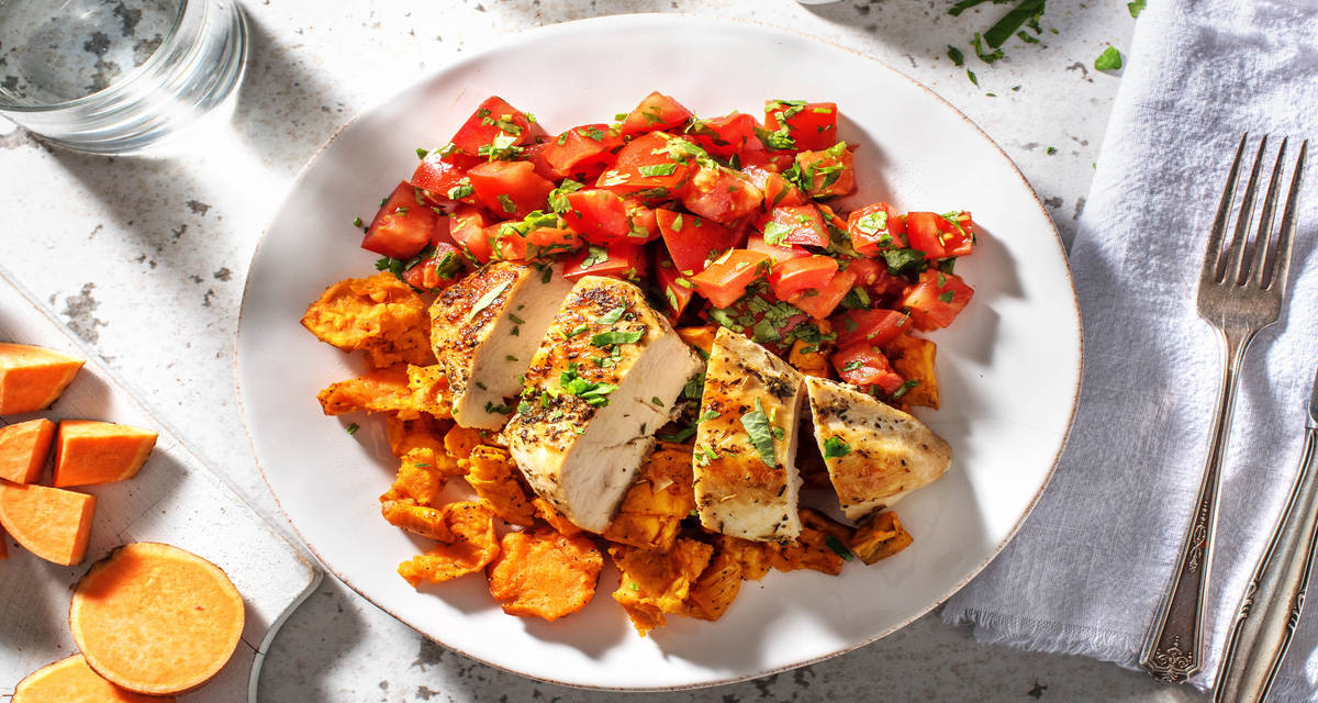 Chicken with Sweet Potato and Salad Recipe | HelloFresh