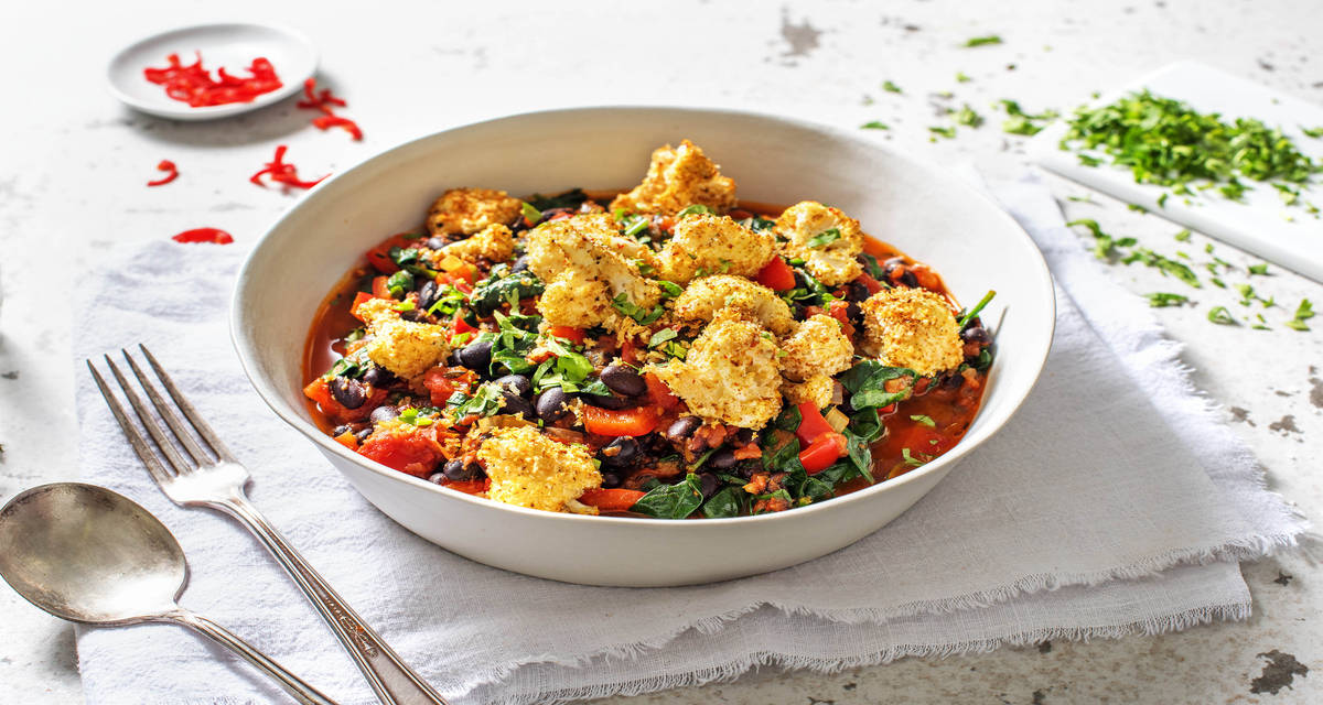 Cauli Nuggets with Bean Stew Recipe | HelloFresh