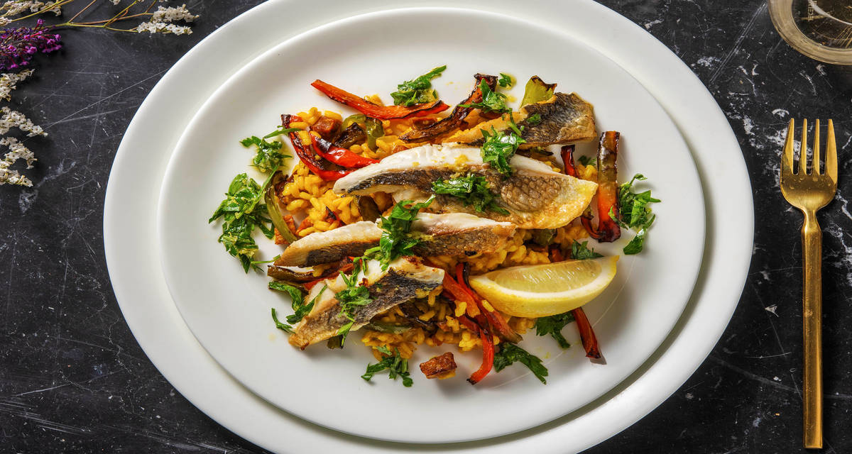 Sea Bass on Saffron Rice Recipe | HelloFresh