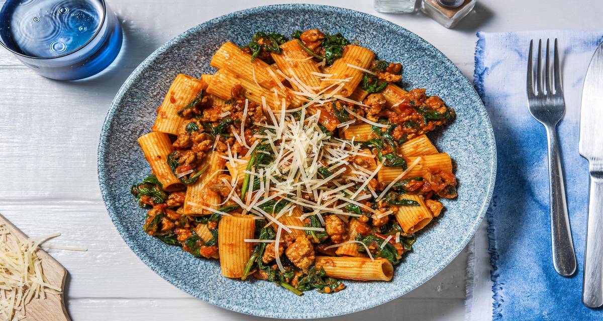 Speedy Sausage Pasta with Spinach Recipe | HelloFresh