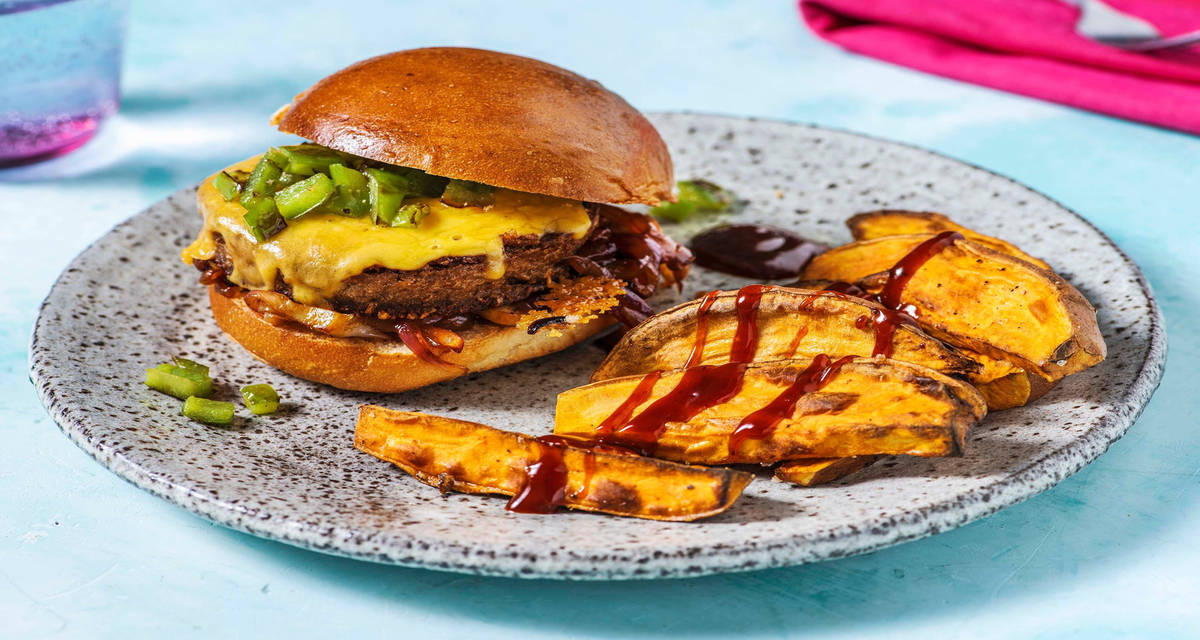 Veggie Poblano Cheddar Burger Recipe | HelloFresh