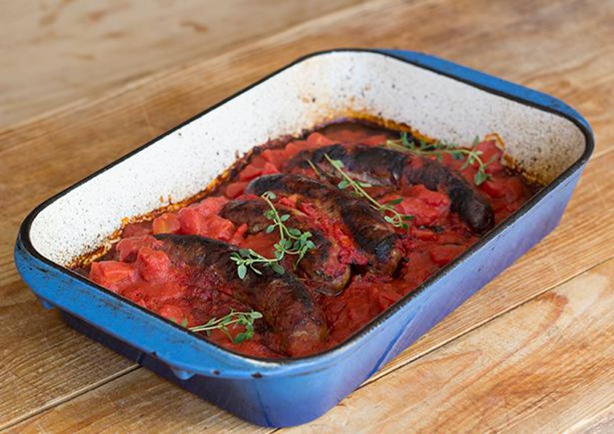 Roasted Salsiccia in Tomatoes Sugo with Polenta Recipe | HelloFresh