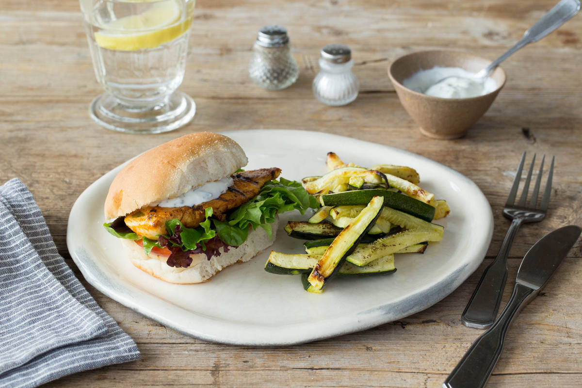 Bollywood Chicken Burger with Zucchini Fries Recipe | HelloFresh
