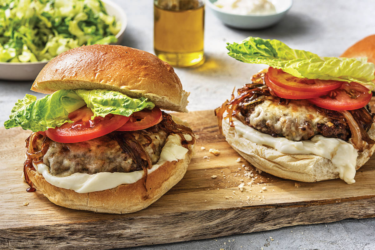 Beef Burgers with Cheddar and Onion Jam Recipe | HelloFresh