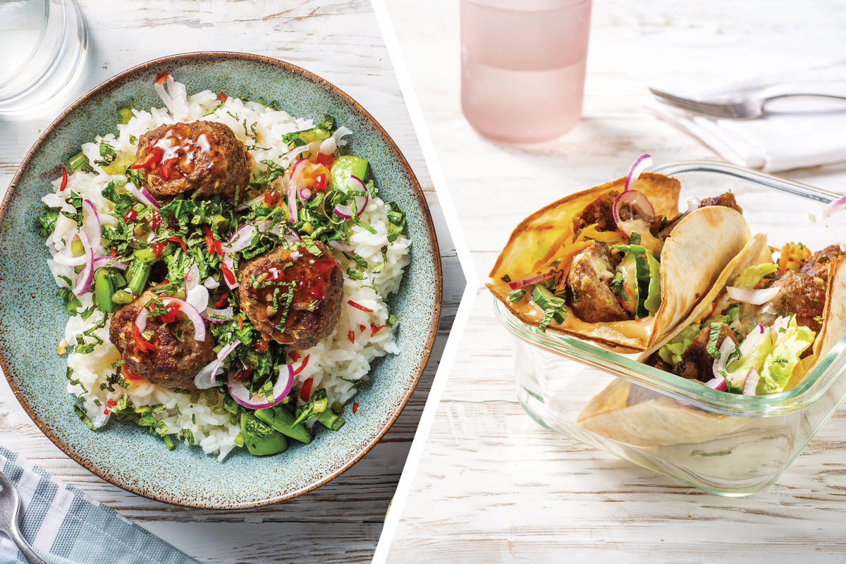 Vietnamese Pork Bun Cha Rice Bowl for Dinner with a Pork Banh Mi Wrap ...