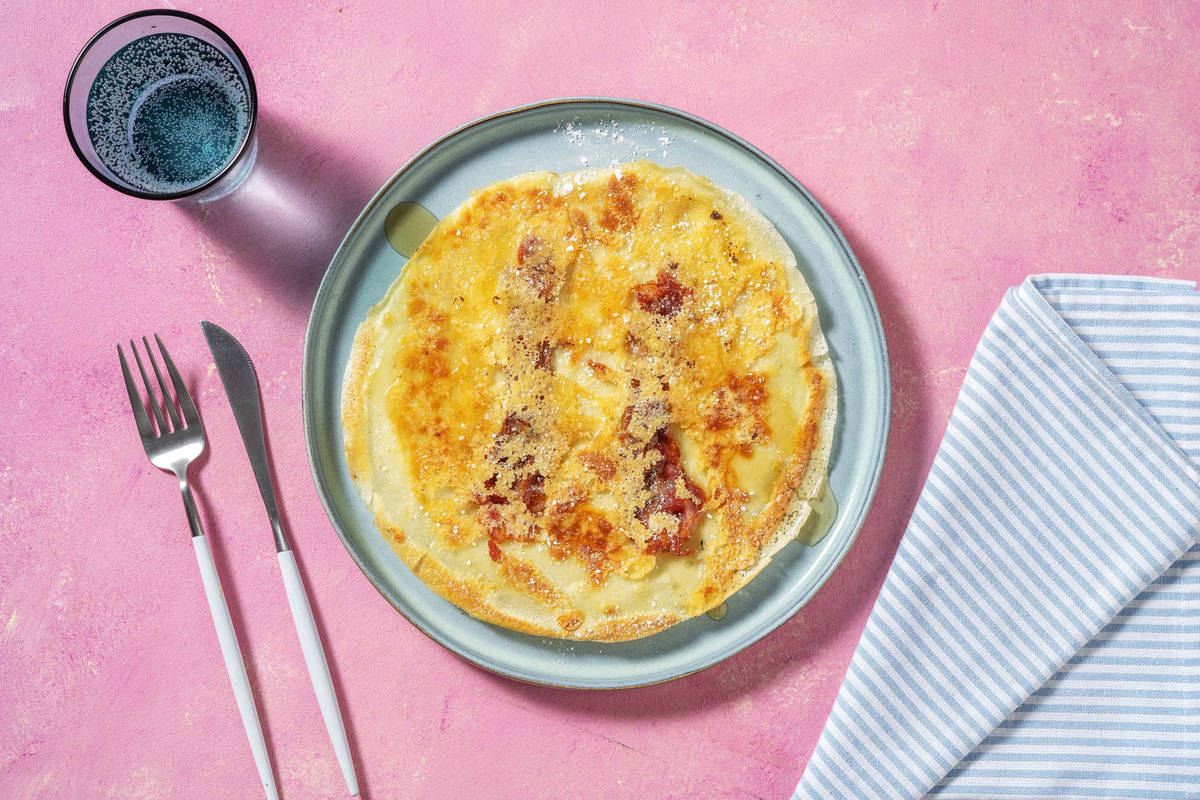 Spek-kaas pannenkoek met gruyère Recept | HelloFresh