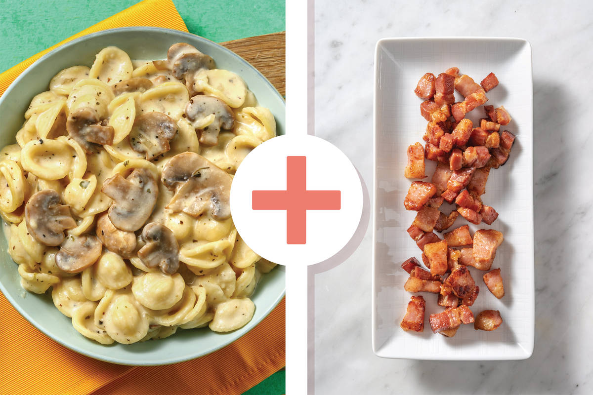 One-Pot Garlic-Mushroom & Bacon Fusilli Recipe | HelloFresh