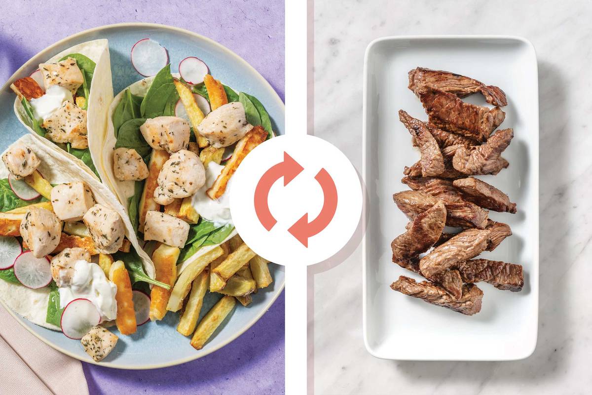 Beef Strip Gyros & Oregano Fries Recipe | HelloFresh