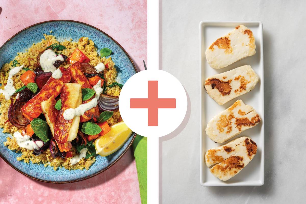 Double Glazed Haloumi & Moroccan Spiced Couscous Recipe | HelloFresh