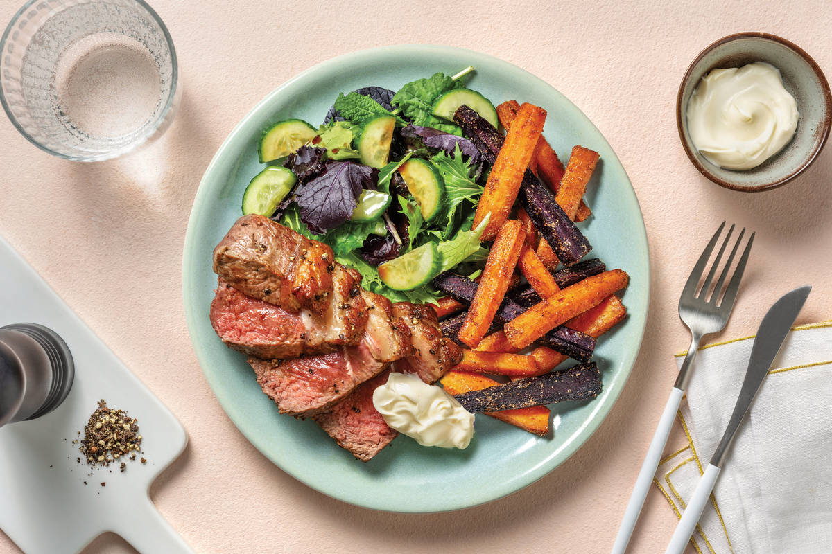 Peppercorn Lamb Rump & Veggie Fries Recipe | HelloFresh