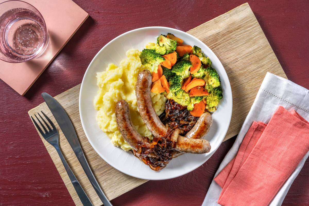 Beef Sausages & Parmesan Mash Recipe | HelloFresh