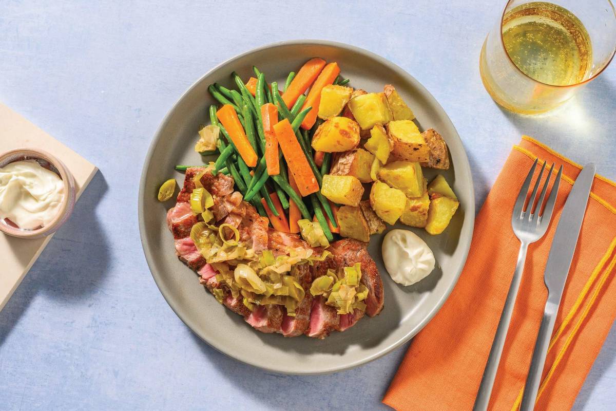 Beef Rump Steak & Braised Leek Recipe | HelloFresh