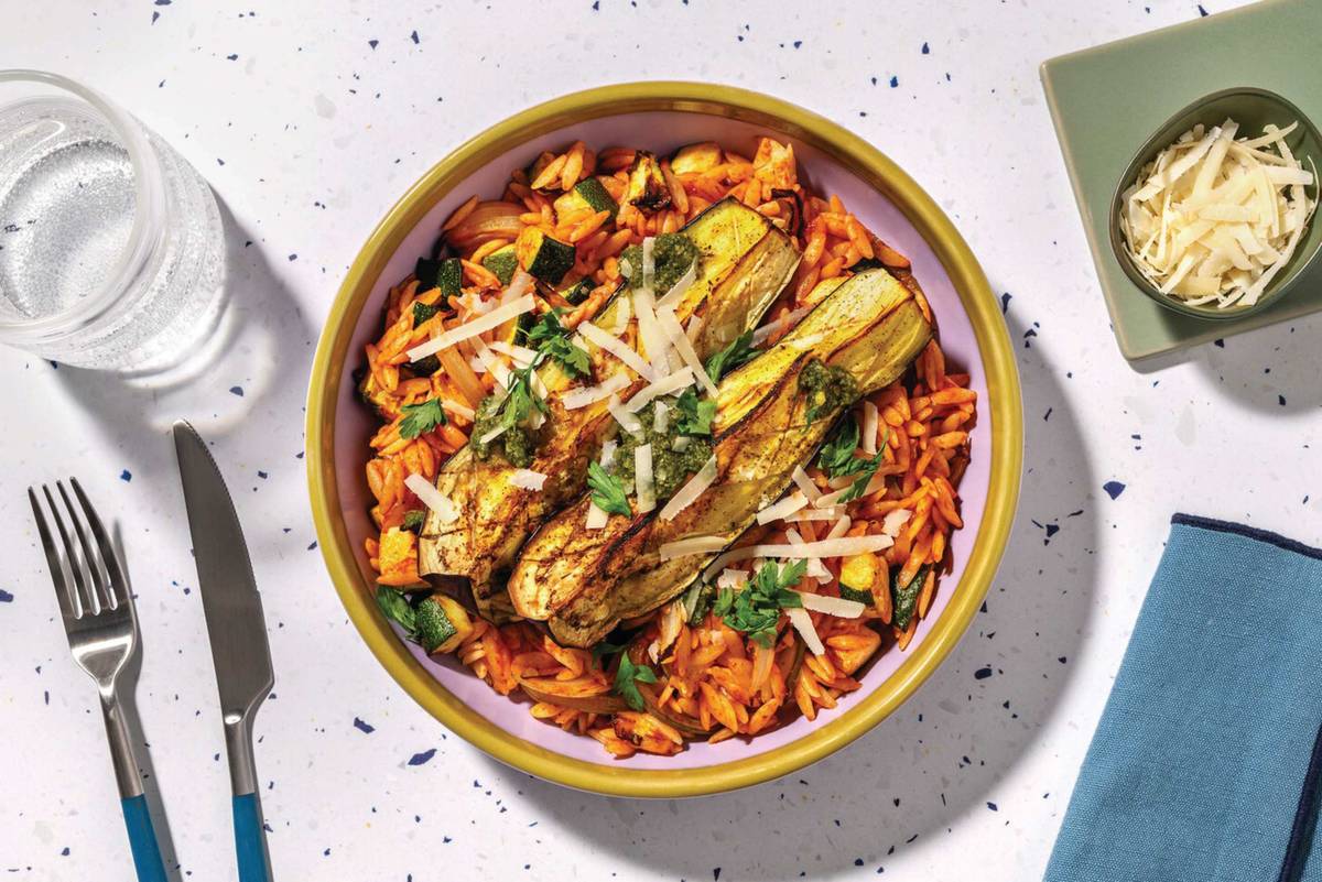 Roast Eggplant Ratatouille Risoni Recipe | HelloFresh