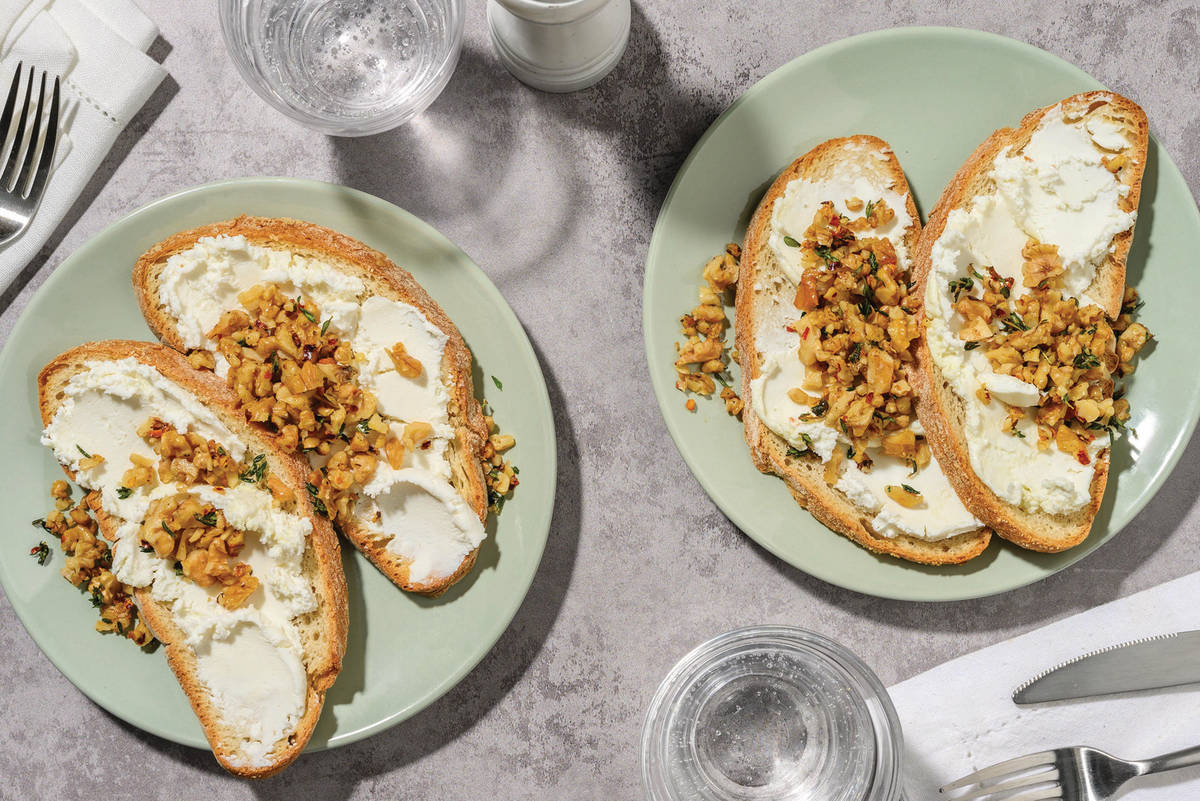 Honey-Thyme Walnut & Goat Cheese Toast Recipe | HelloFresh