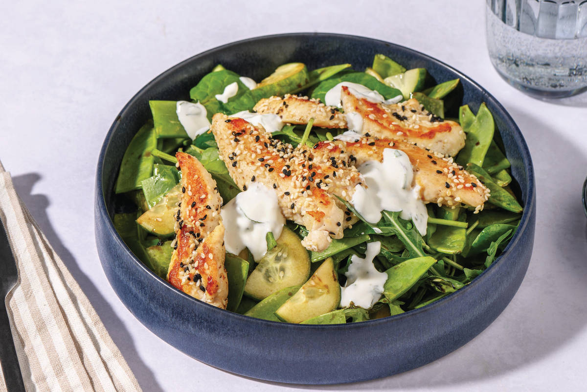 Sesame-Coated Chicken & Pea Pod Salad Recipe | HelloFresh