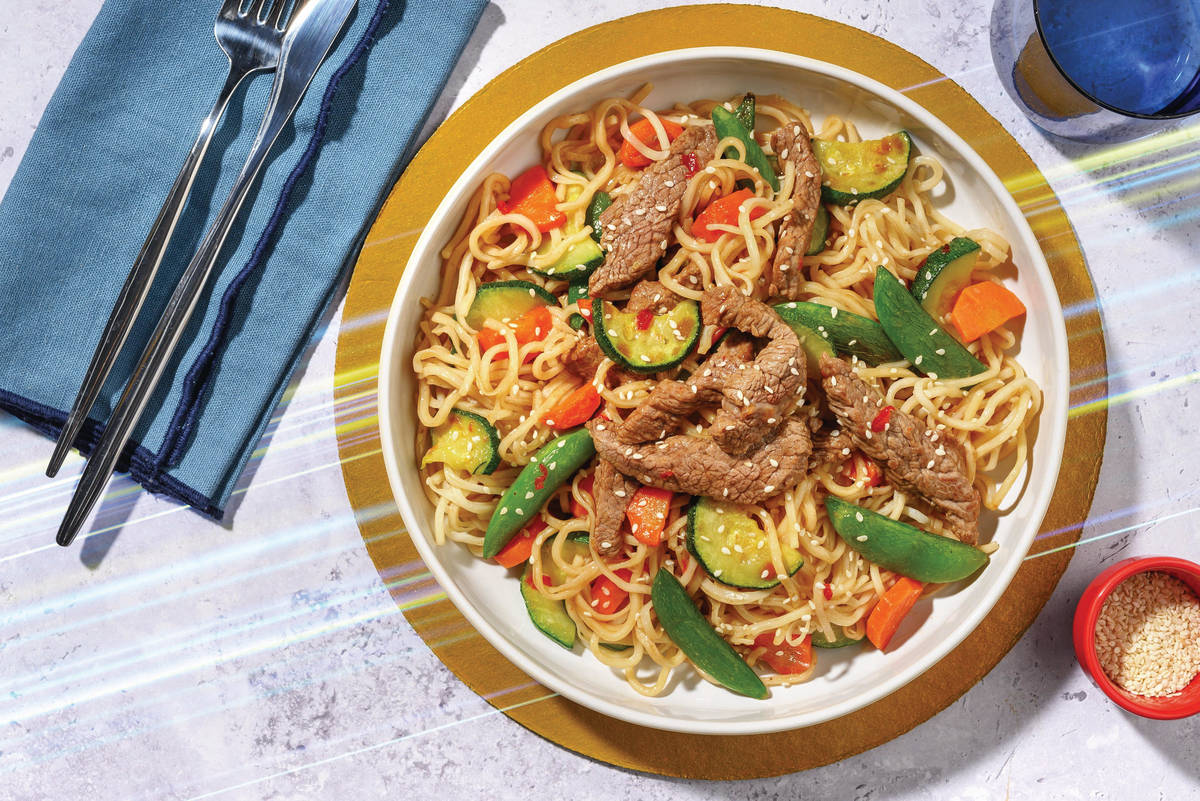 Speedy Double Sweet Soy Beef & Noodle Stir-Fry Recipe | HelloFresh