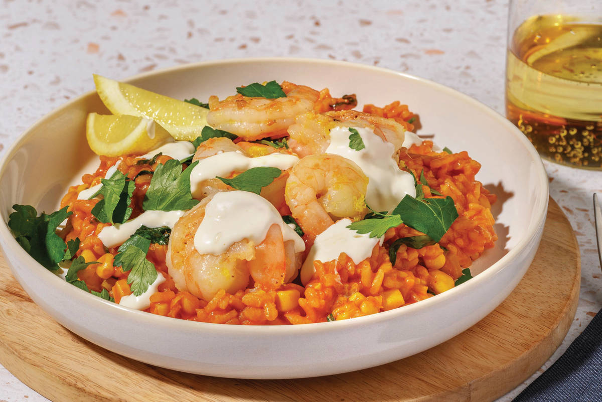 Portuguese-Style Prawns & Tomato Rice Recipe | HelloFresh