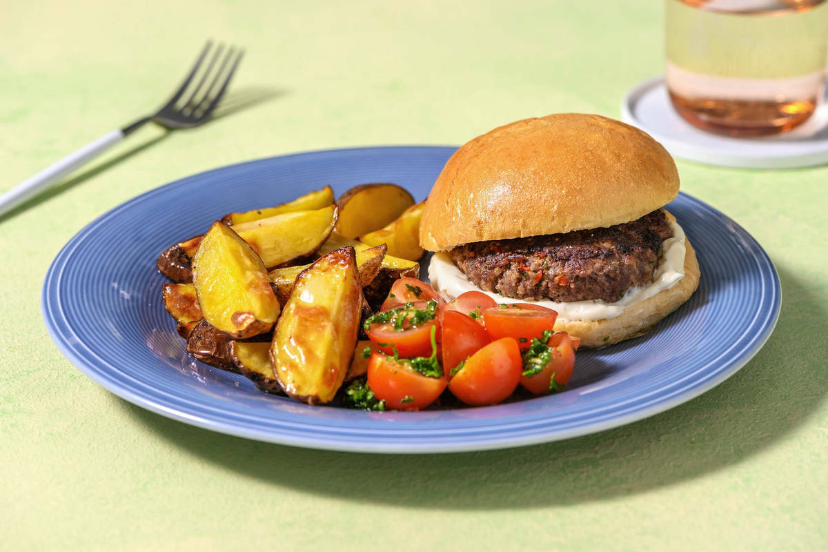 Herby Burgers and Wedges Recipe | HelloFresh