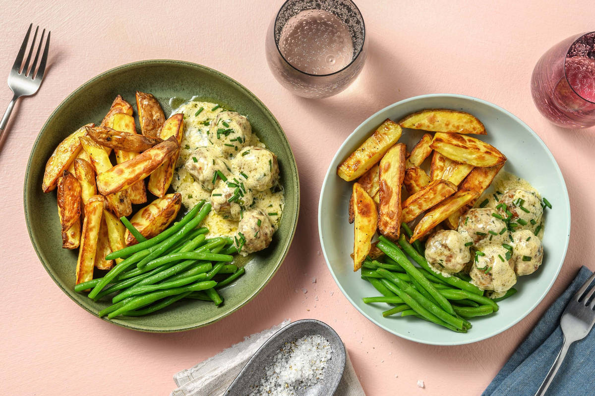 Pork Meatballs in Creamy Chive Sauce Recipe | HelloFresh
