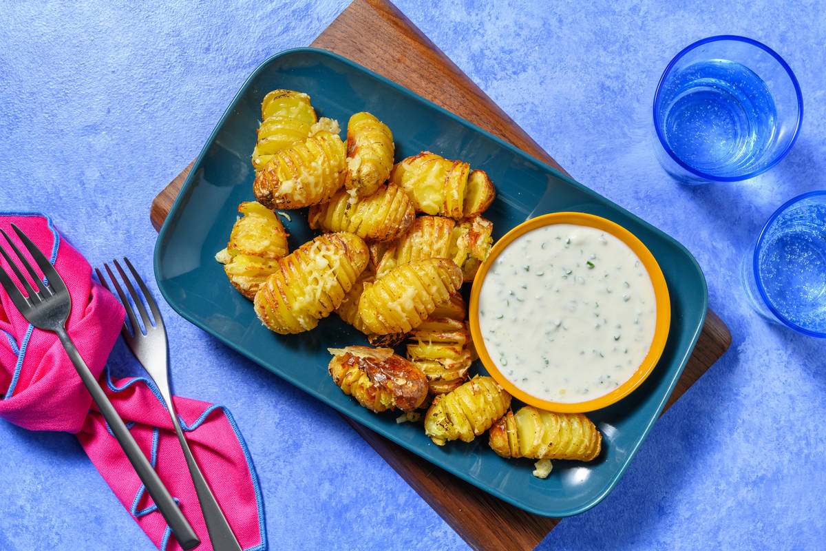 Cheddar Topped Mini Hasselback Potatoes Recipe | HelloFresh