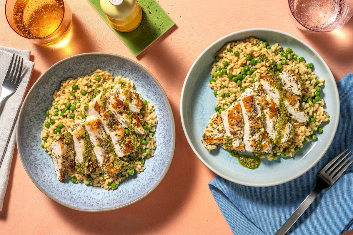 Rosemary Chicken on Pea Risotto Recipe | HelloFresh