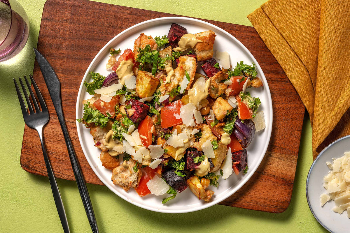 Bagt rodfrugt- og kikærtepanzanella | HelloFresh