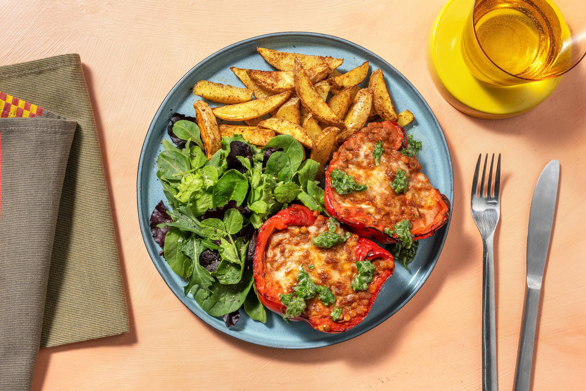 Peri Peri Spiced Stuffed Pepper and Chips Recipe | HelloFresh