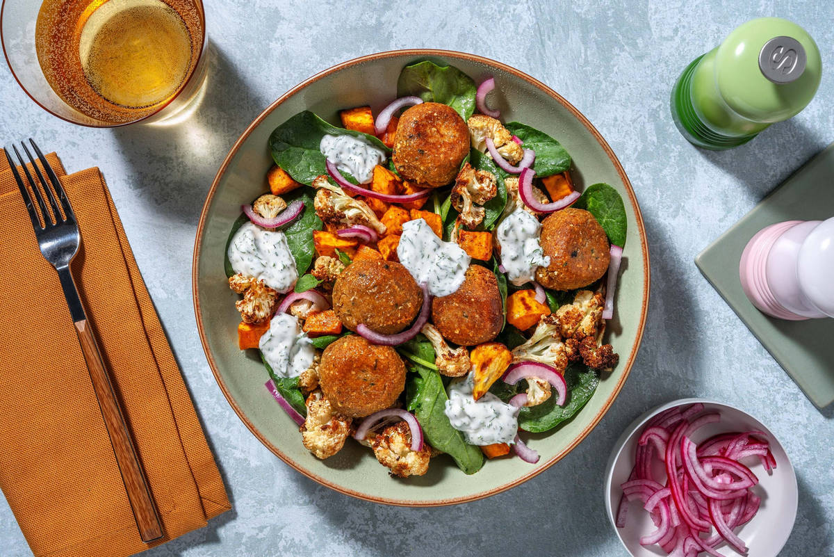 Falafel met geroosterde groenten Recept | HelloFresh