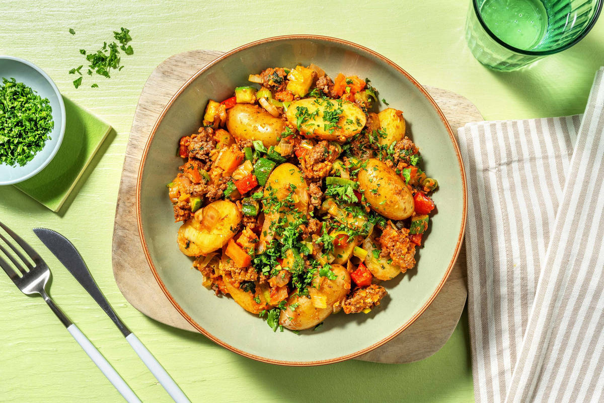 Krieltjesschotel met rundergehakt en rode pesto Recept | HelloFresh