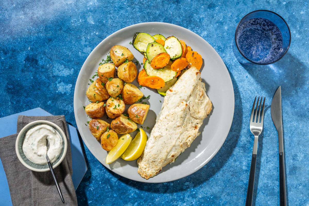 Gebackenes Seehechtfilet mit Dill-Crème Rezept | HelloFresh