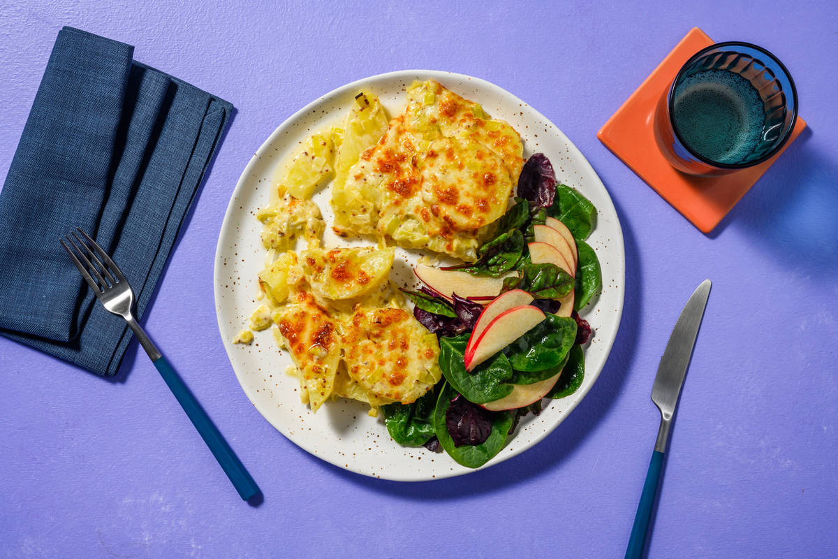 how to make leek and potato gratin