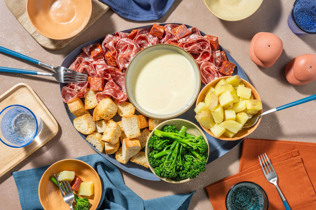 Cheese Fondue with Milano Salami and Chorizo Recipe | HelloFresh