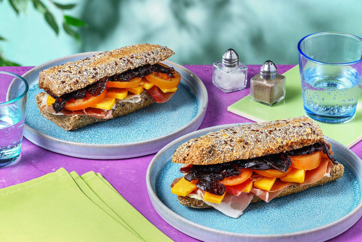 Smoked Ham & Red Leicester Multigrain Baguette Recipe | HelloFresh