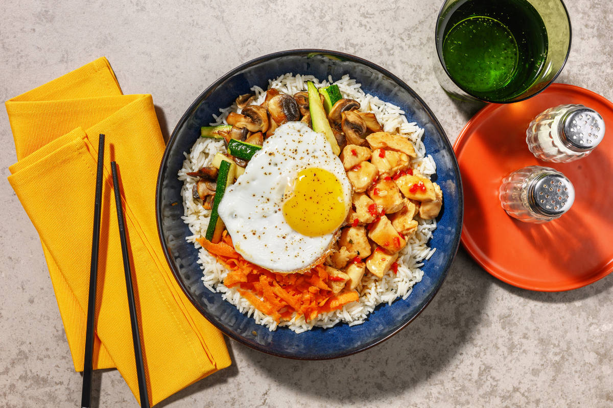 Bibimbap coréen au poulet laqué Recette | HelloFresh