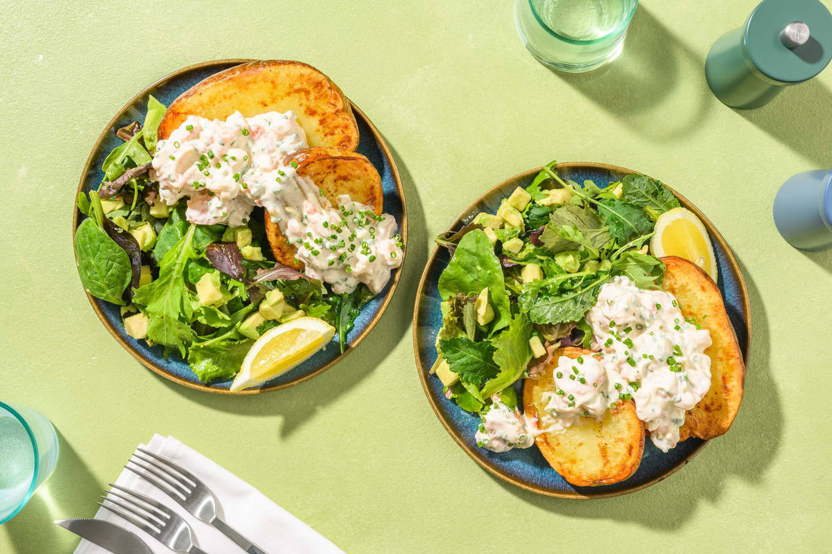 Posh King Prawn Mayo Jacket Potato Recipe | HelloFresh