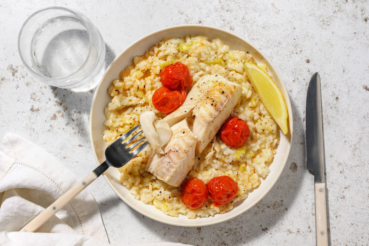 Cod on Oven-Baked Leek Risotto Recipe | HelloFresh