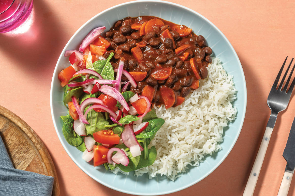 Black Bean Chilli & Garlic Rice Recipe | HelloFresh