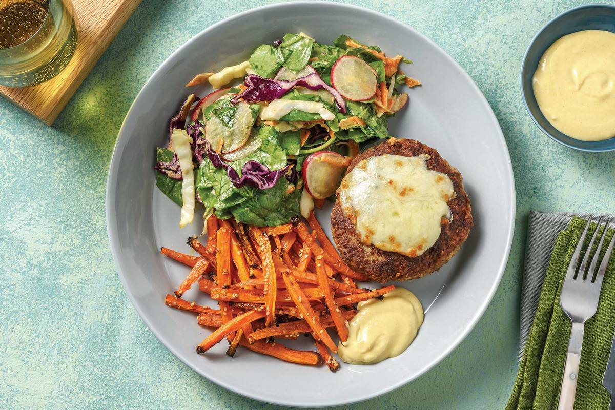 Quick Cheesy Bunless Beef Burgers Recipe | HelloFresh
