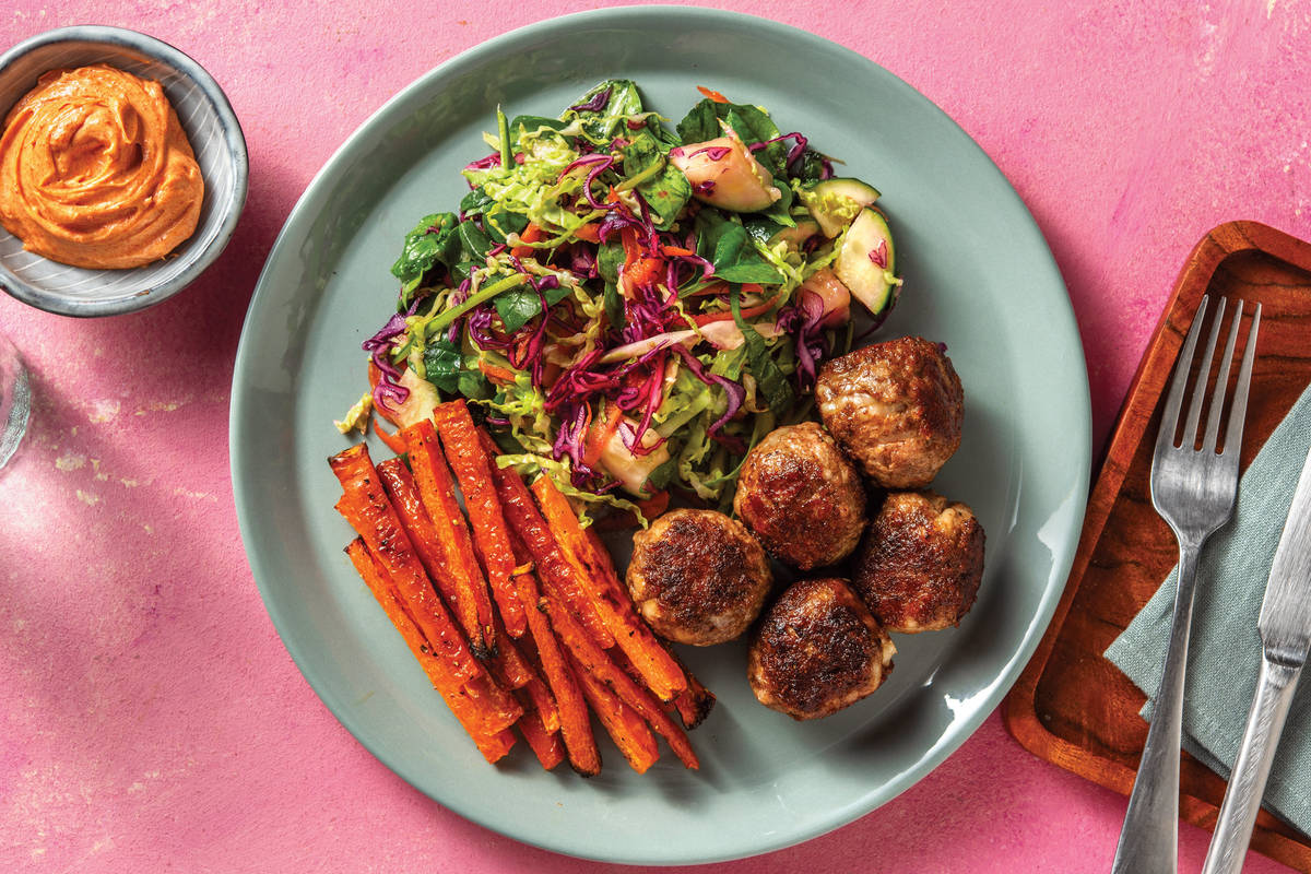 Cheesy Pork Meatballs & Carrot Fries Recipe | HelloFresh