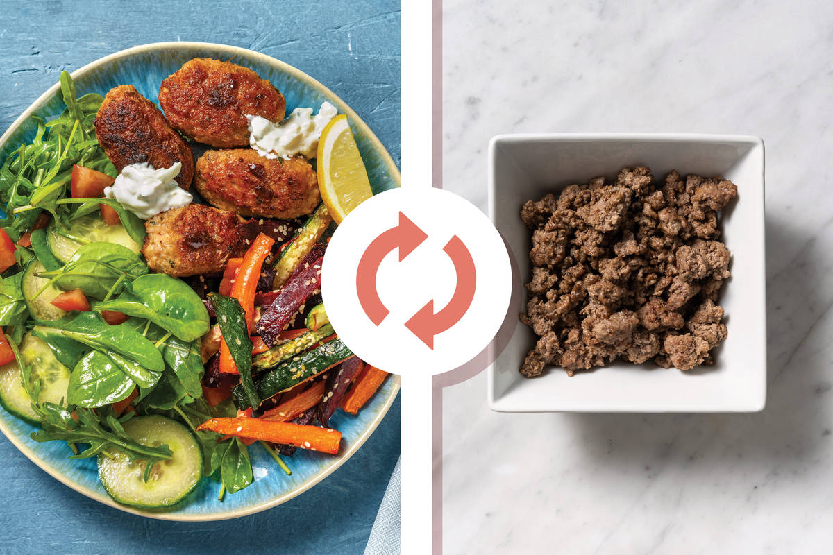 Chermoula Beef Rissoles & Rainbow Fries Recipe | HelloFresh