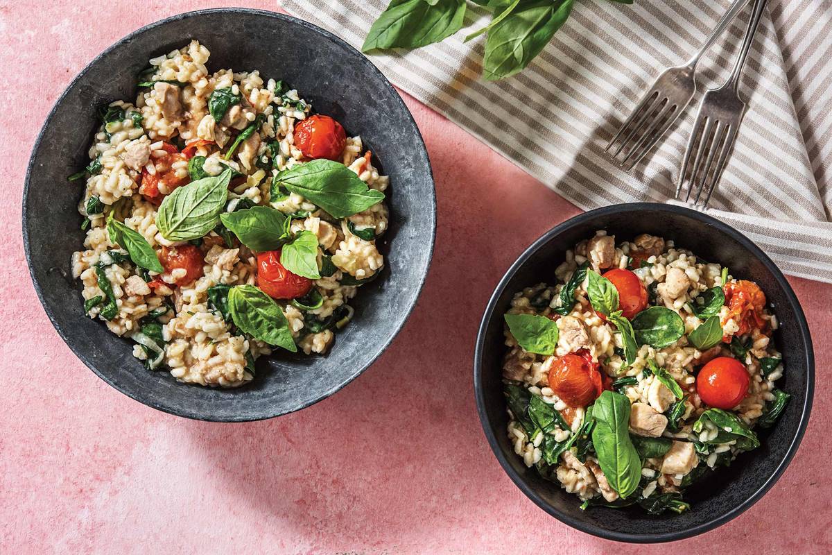 Baked Chicken & Caramelised Cherry Tomato Risotto Recipe | HelloFresh